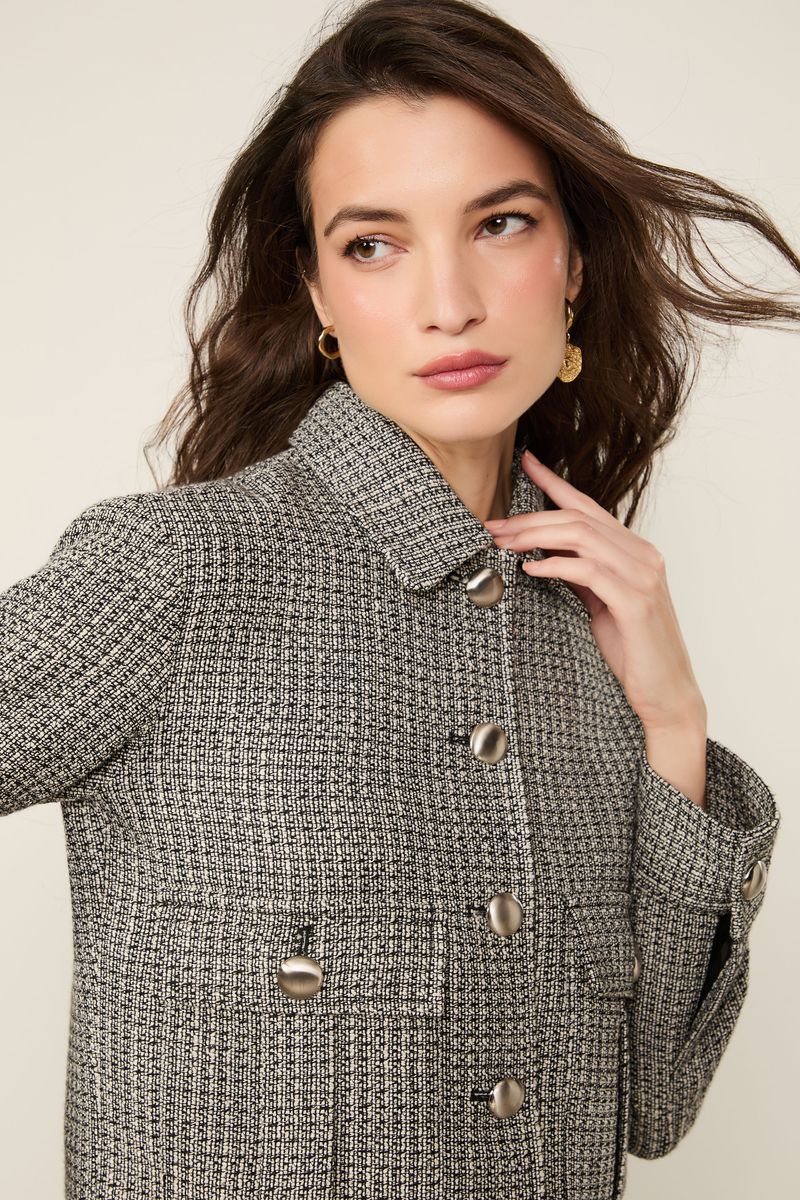 Jaqueta Tweed Preto e Branco