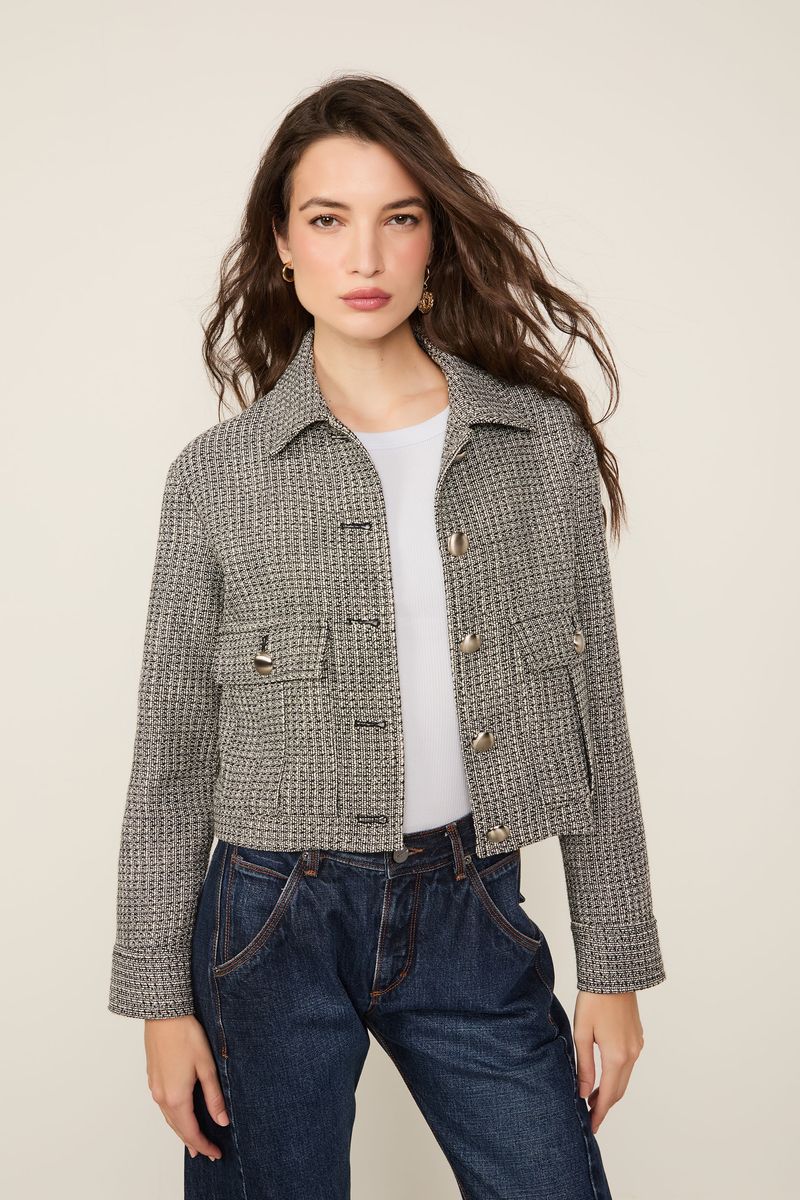 Jaqueta Tweed Preto e Branco